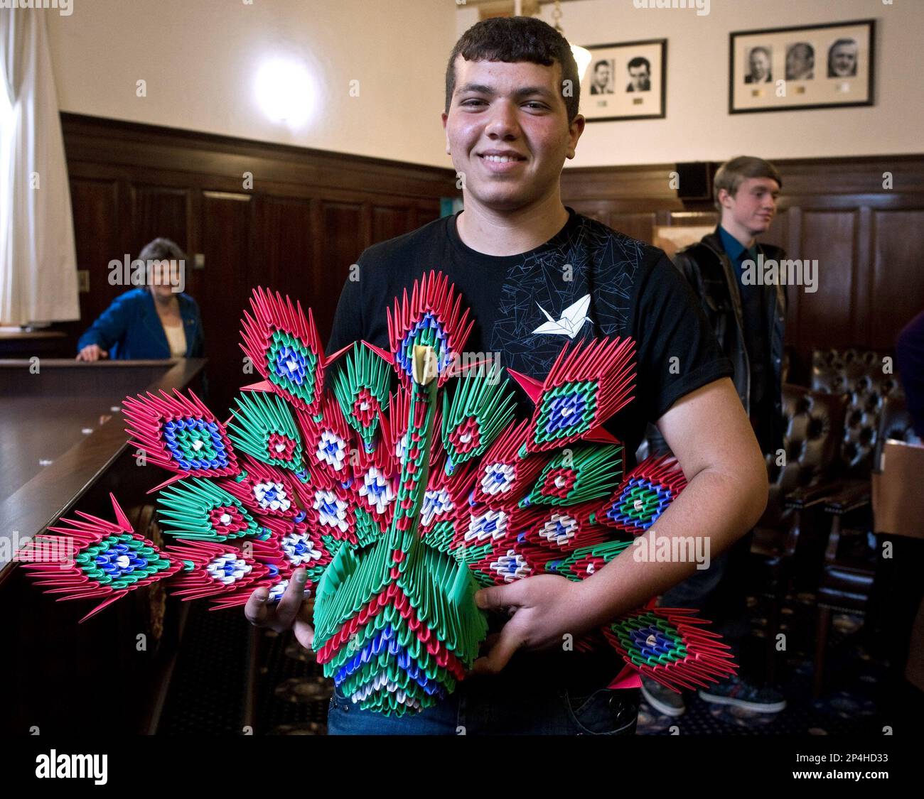 In a Monday, April 14, 2014 photo, exchange student Haytham Mohanna of ...