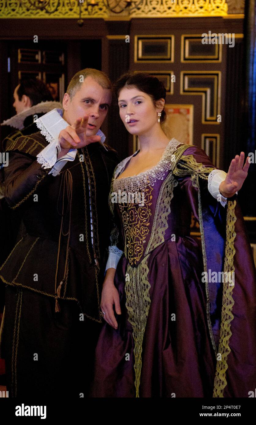 British actress Gemma Arterton, right and Brendan O'Hea, left perform a ...