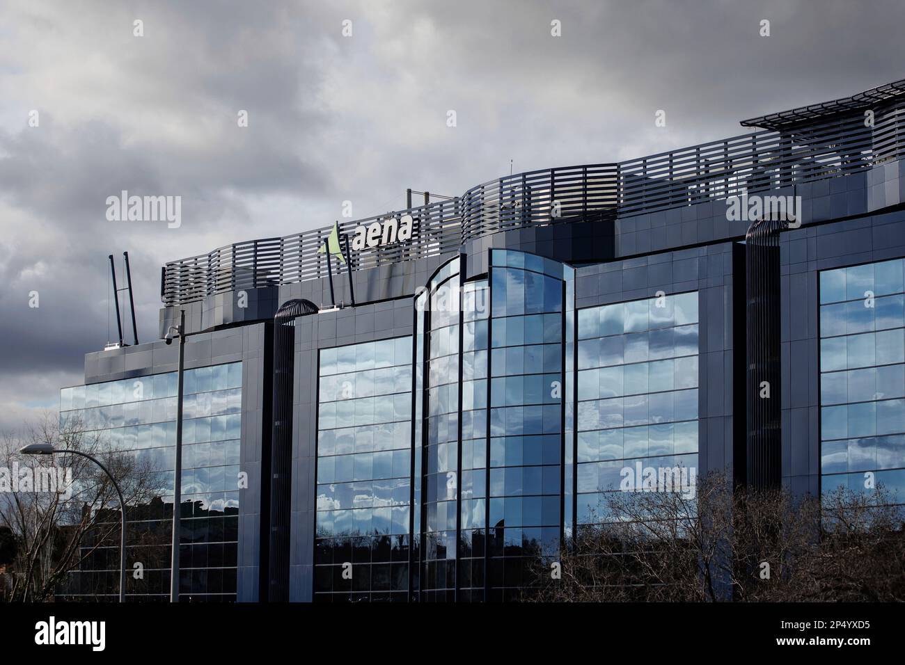 Facade of Aena's headquarters on March 6, 2023, in Madrid (Spain). The ...