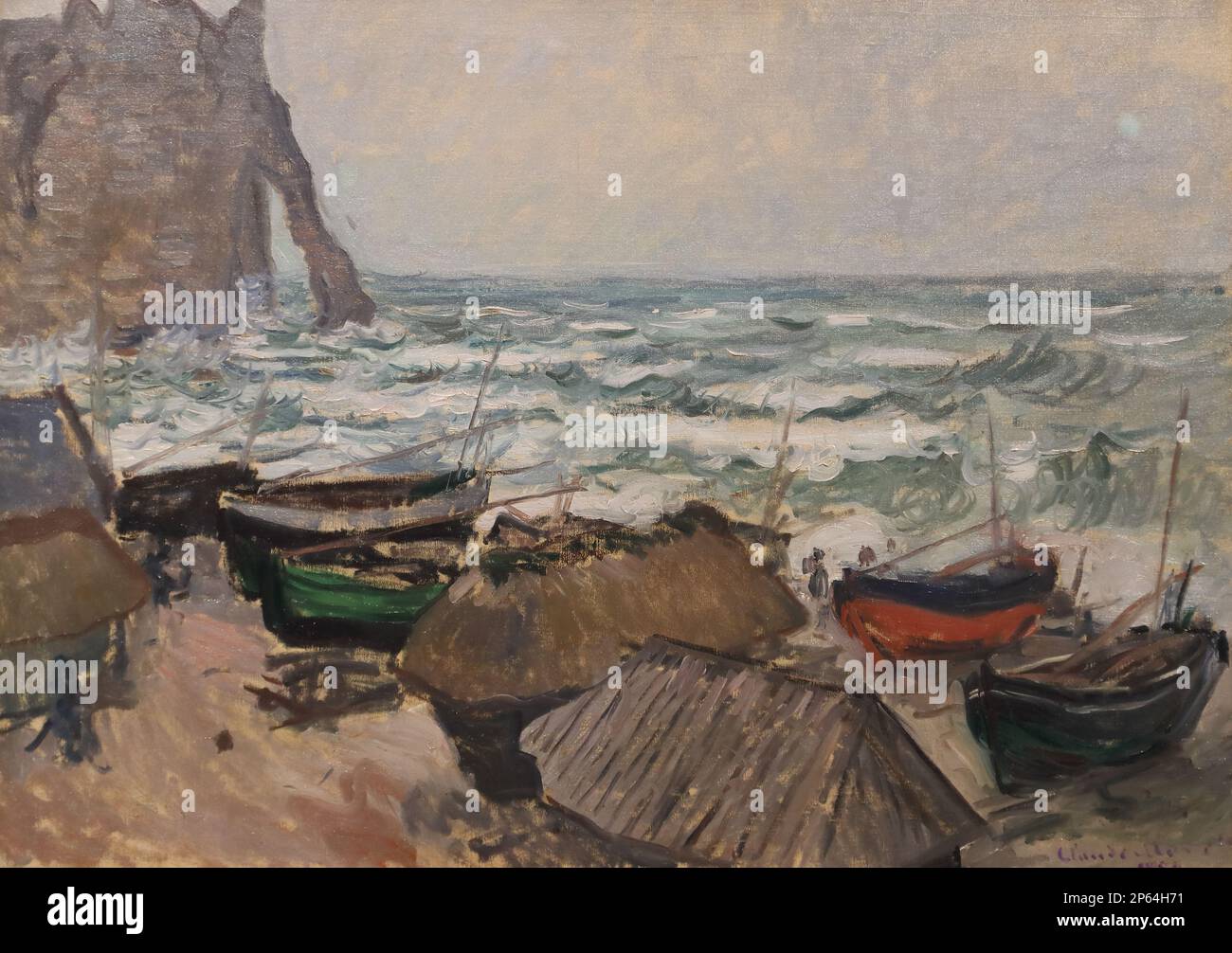 Fischerboote am Strand von Etretat del pittore impressionista francese ...