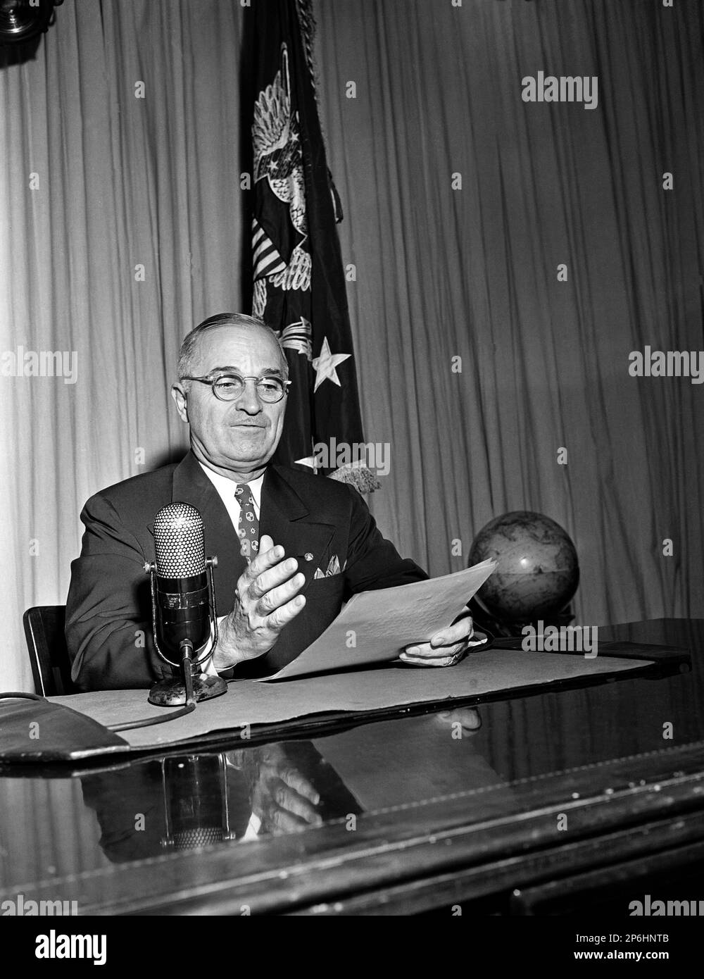 FILE - In this Sept. 1, 1945, file photo President Harry Truman ...