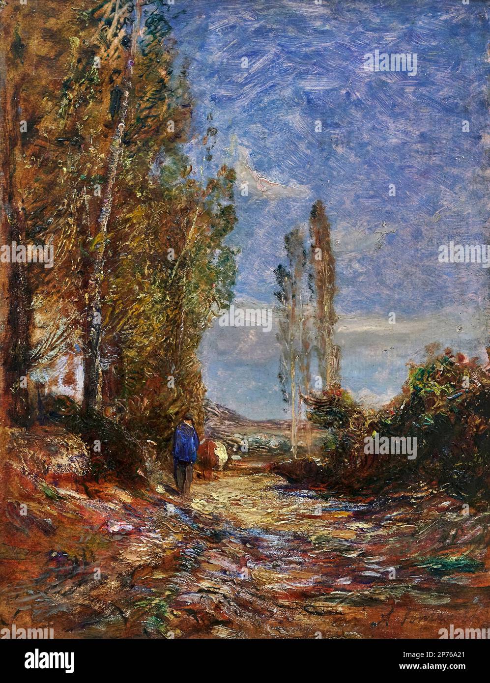 I pioppi - olio su cartone - Antonio Fontanesi - 1870 - Piacenza ...