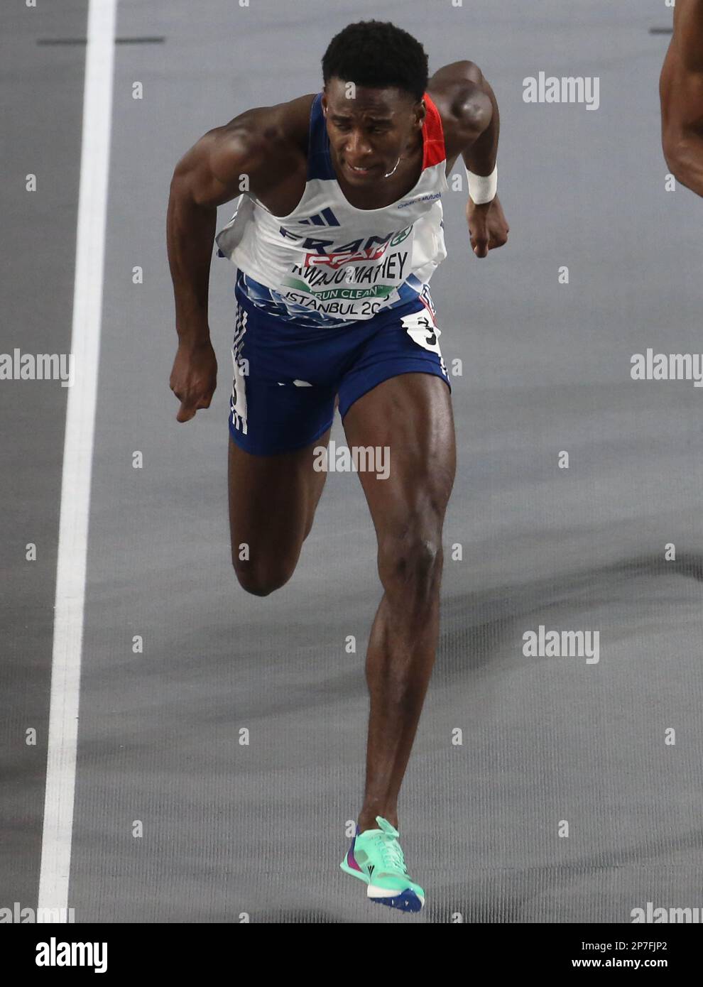 Just KWAOU-MATHEY of France 60m Hurdles Men 2eme Semifinale durante i ...
