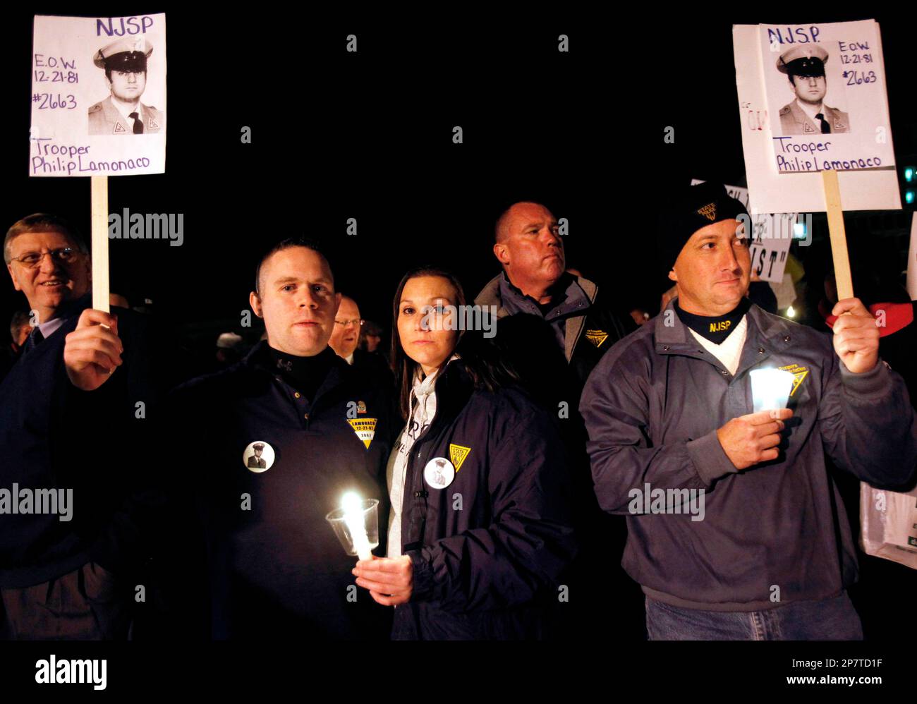 Sarah Lamonaco, center, daughter of slain New Jersey state trooper ...