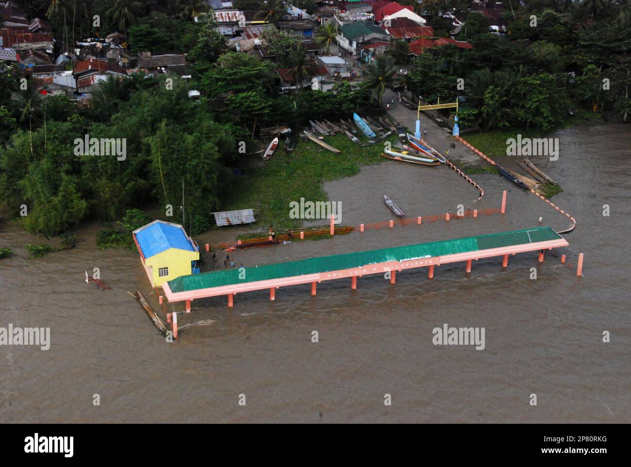 Buildings are seen under in floodwaters following the passage of ...