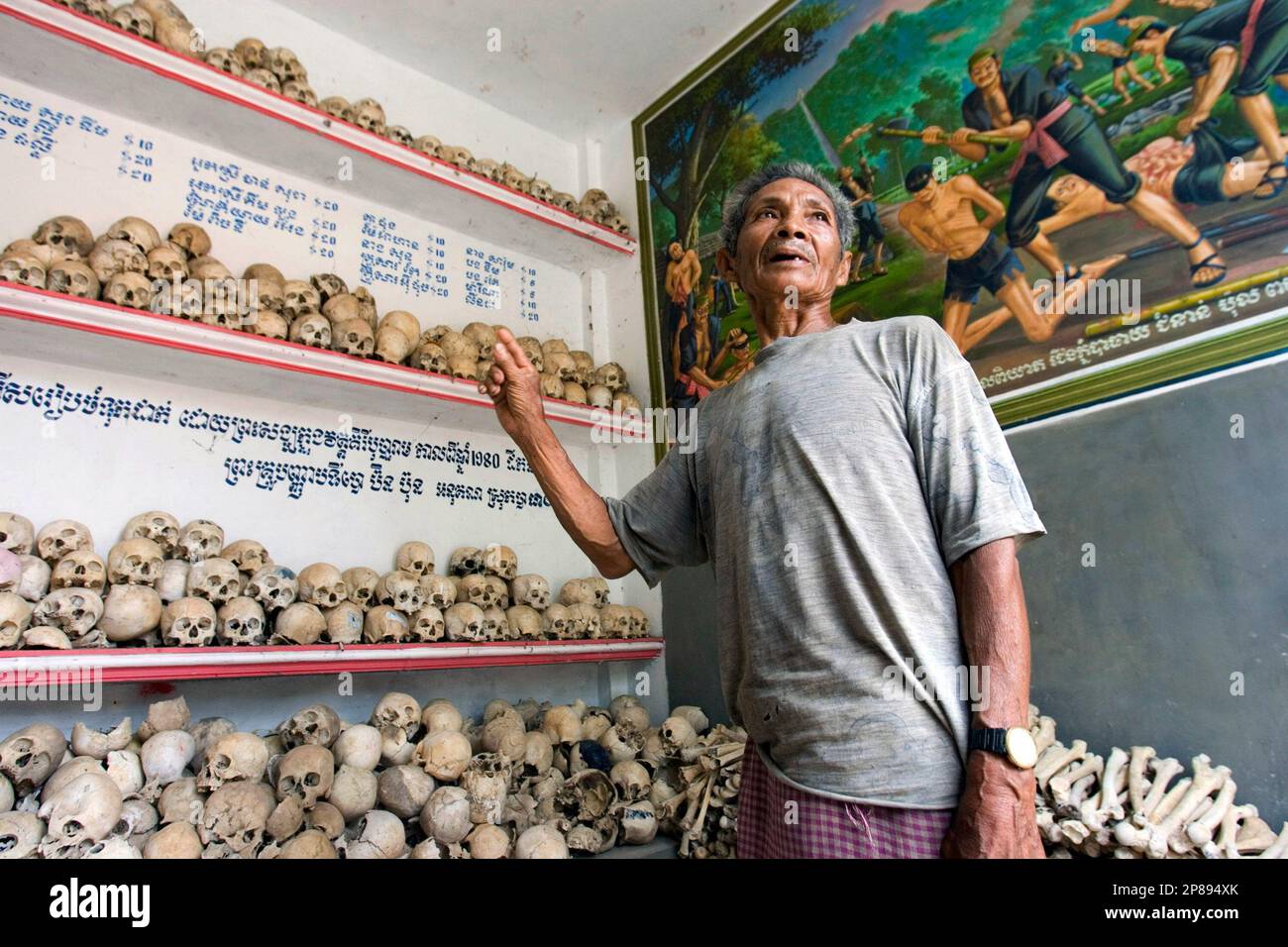 Loeung Lanh, 71, a Cambodian cleaner describes the history of this ...