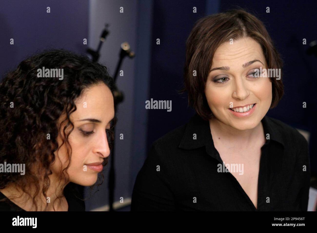 Israeli singer Achinoam Nini, known internationally as Noa, left, Arab ...