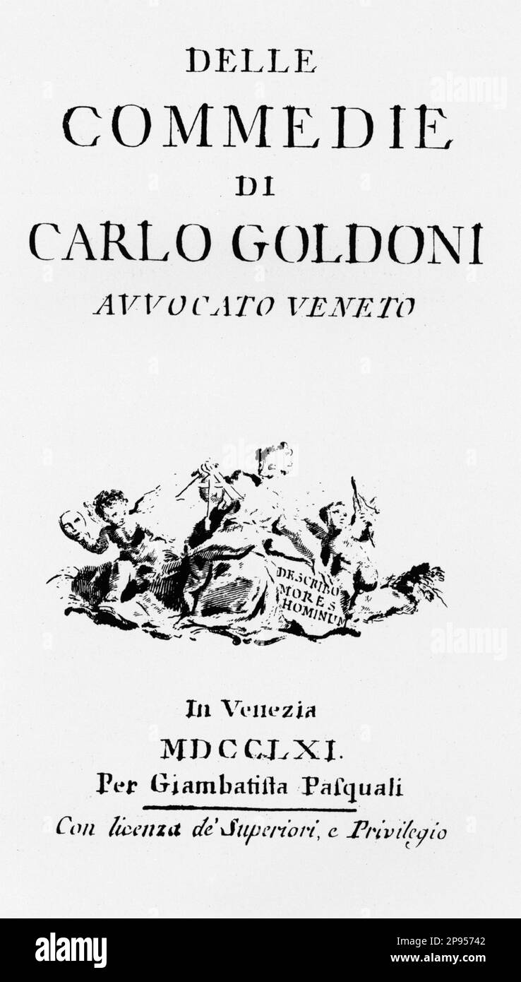 1761 , ITALIA : frontespizio di un'edizione veneziana di COMMEDIE del ...