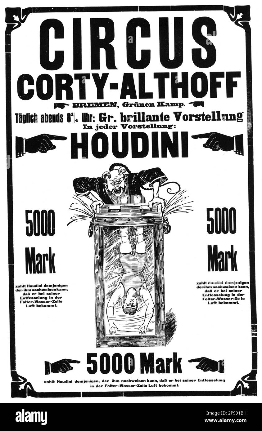 1910's , Germania : il mago americano più celebrato HARRY HOUDINI ...