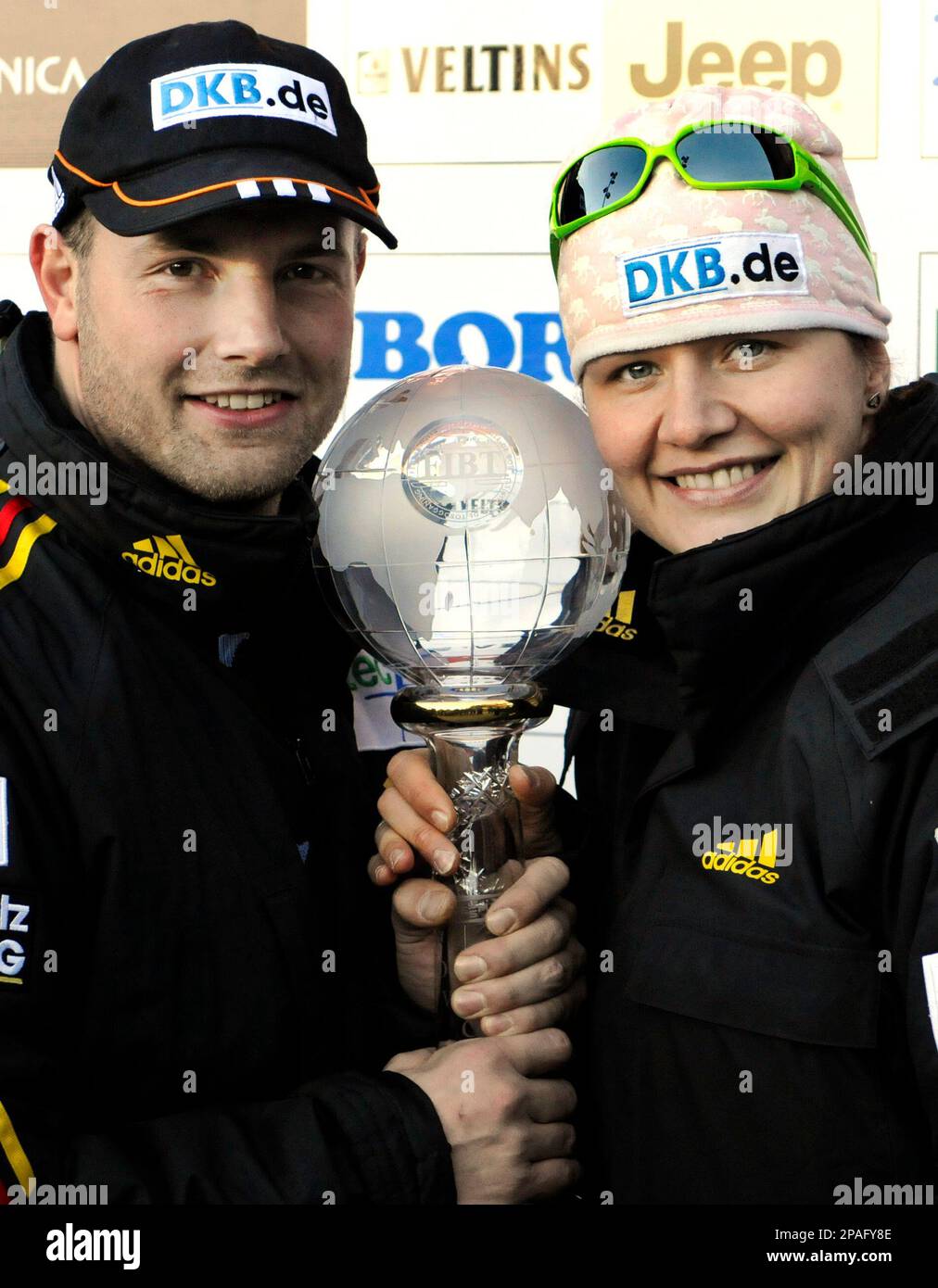 Germany's bob pilots Andre Lange, left, and Sandra Kiriasis, right ...