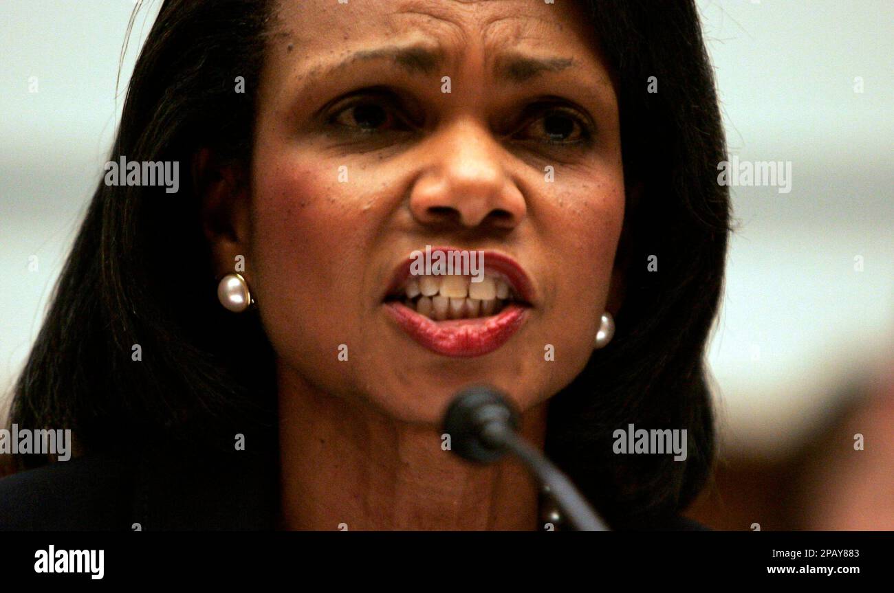 Secretary of State Condoleezza Rice testifies on Capitol Hill in ...