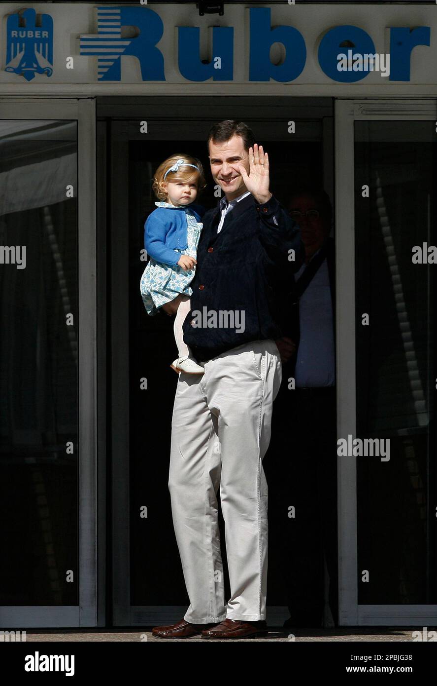 Spain's Crown Prince Felipe waves as he arrives at the Ruber ...