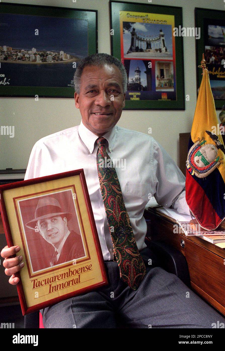 ** FILE ** Former soccer player Alberto Spencer, of Ecuador, shows a ...