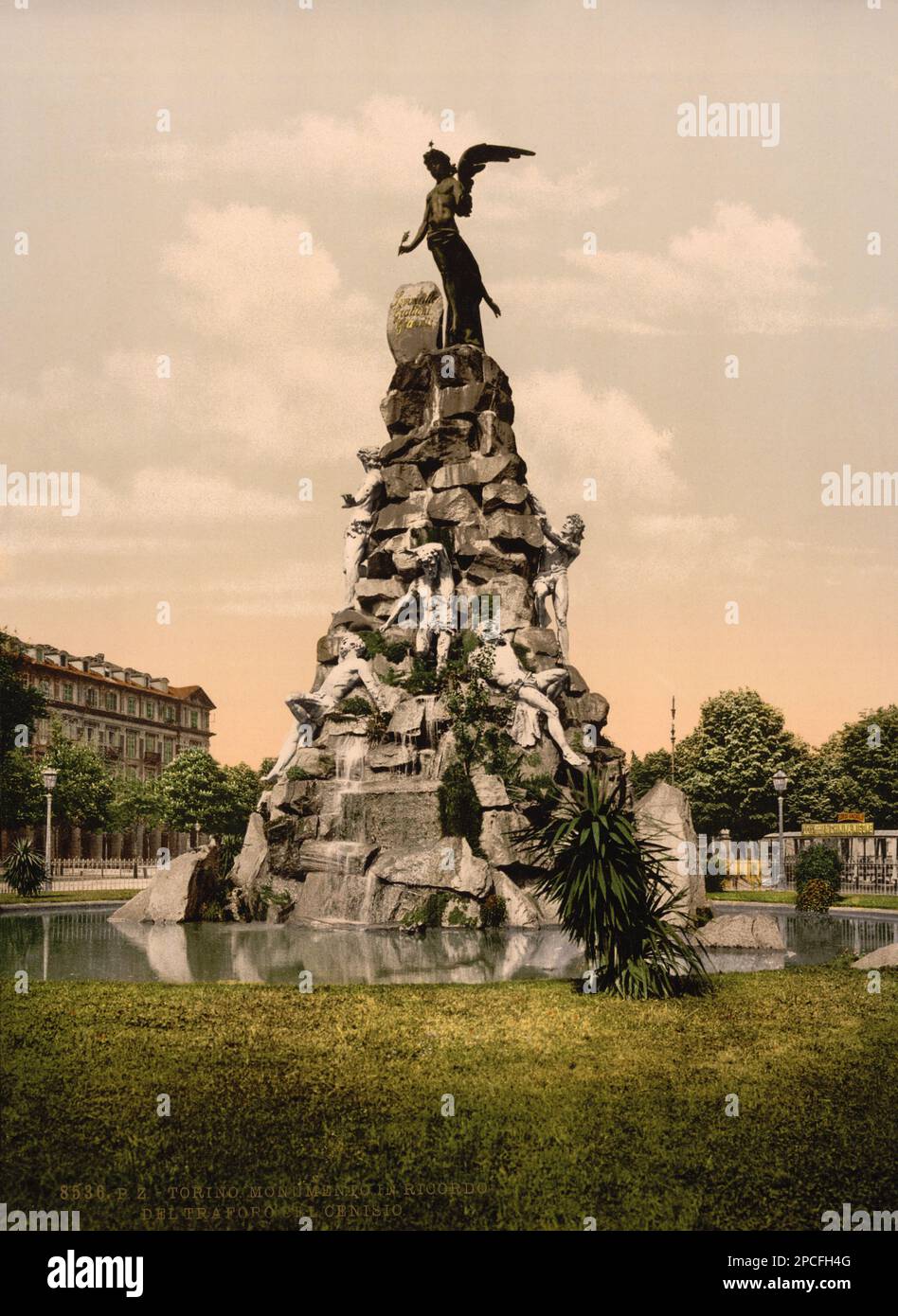 1900 ca. , TORINO : il monumento in memoria DI TRAFORO DEL CENISIO ...
