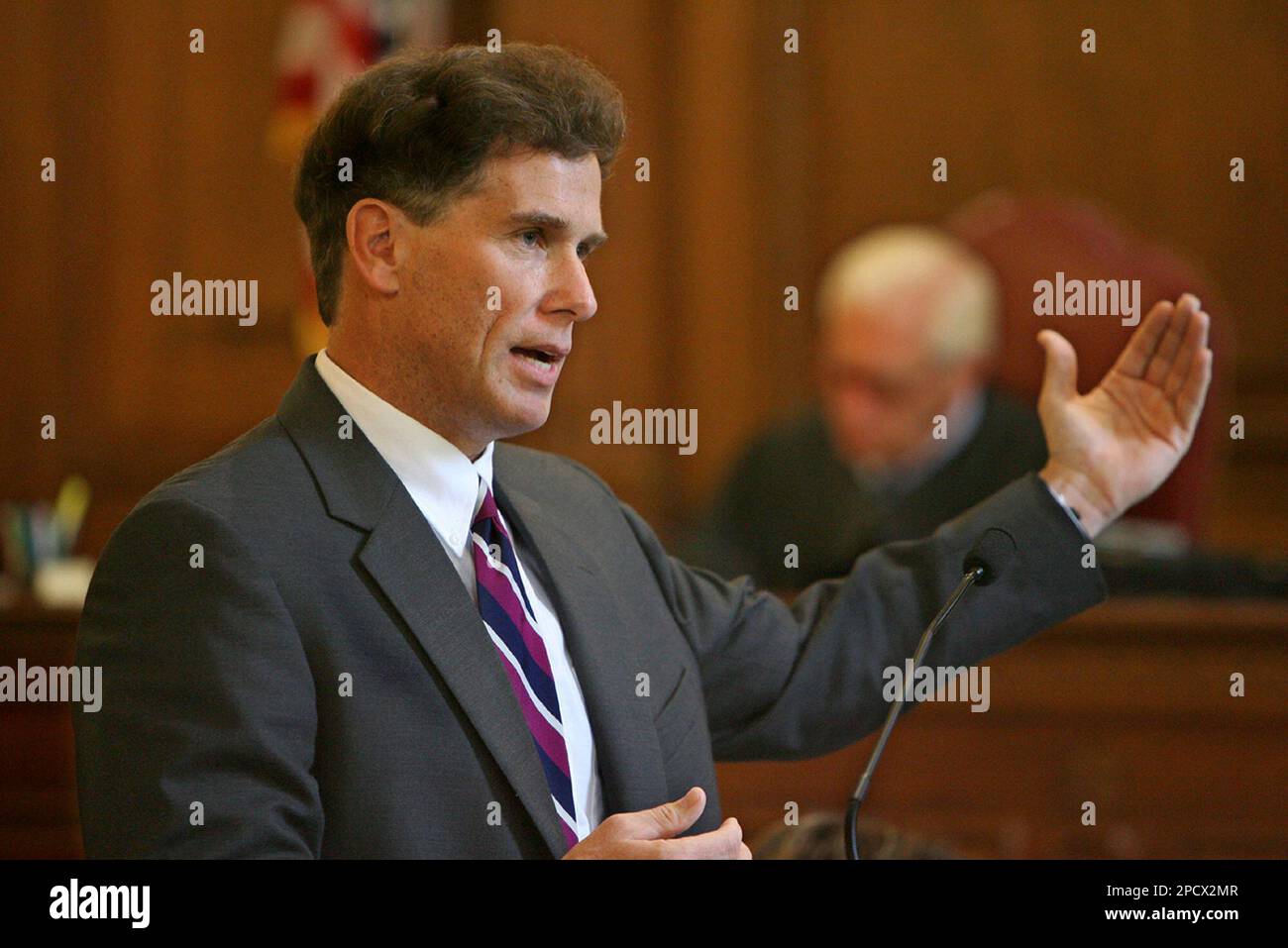 Assistant district attorney Paul Daly delivers closing arguments to the ...