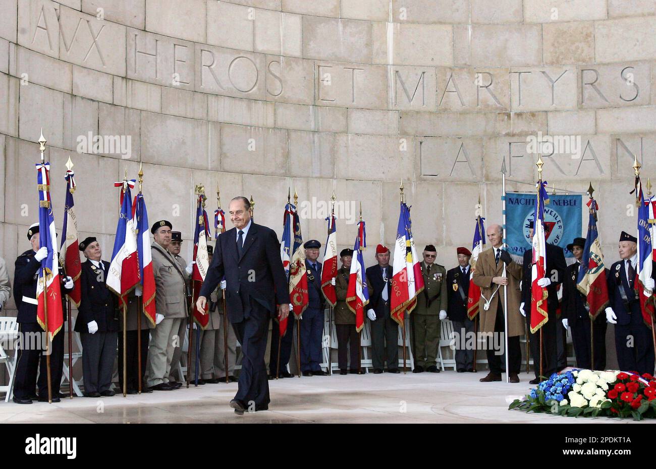 French President Jacques Chirac during ceremonies at the Struthof ...