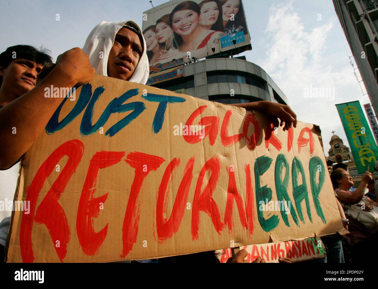 Supporters of ousted Philippine President Joseph "Erap" Estrada display ...