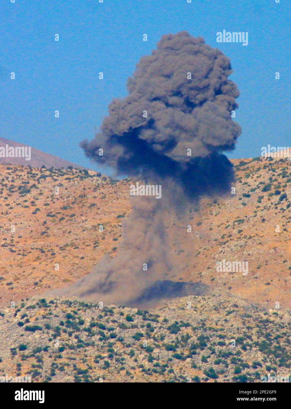 Smoke billows from a hill in Chebaa Farms, southern Lebanon, Wednesday ...