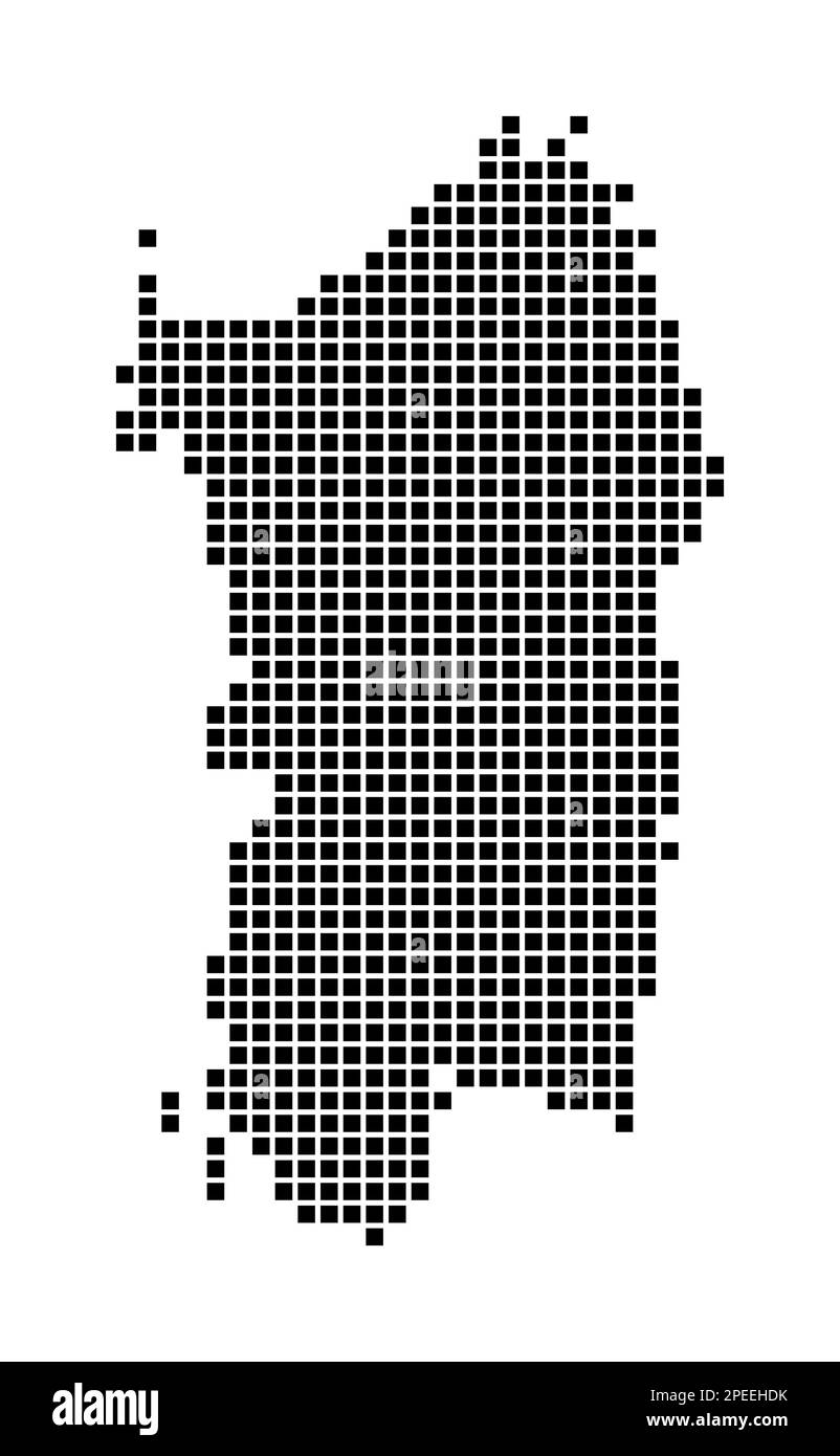 Mappa Sardegna. Mappa della Sardegna in stile punteggiato. Bordi dell ...