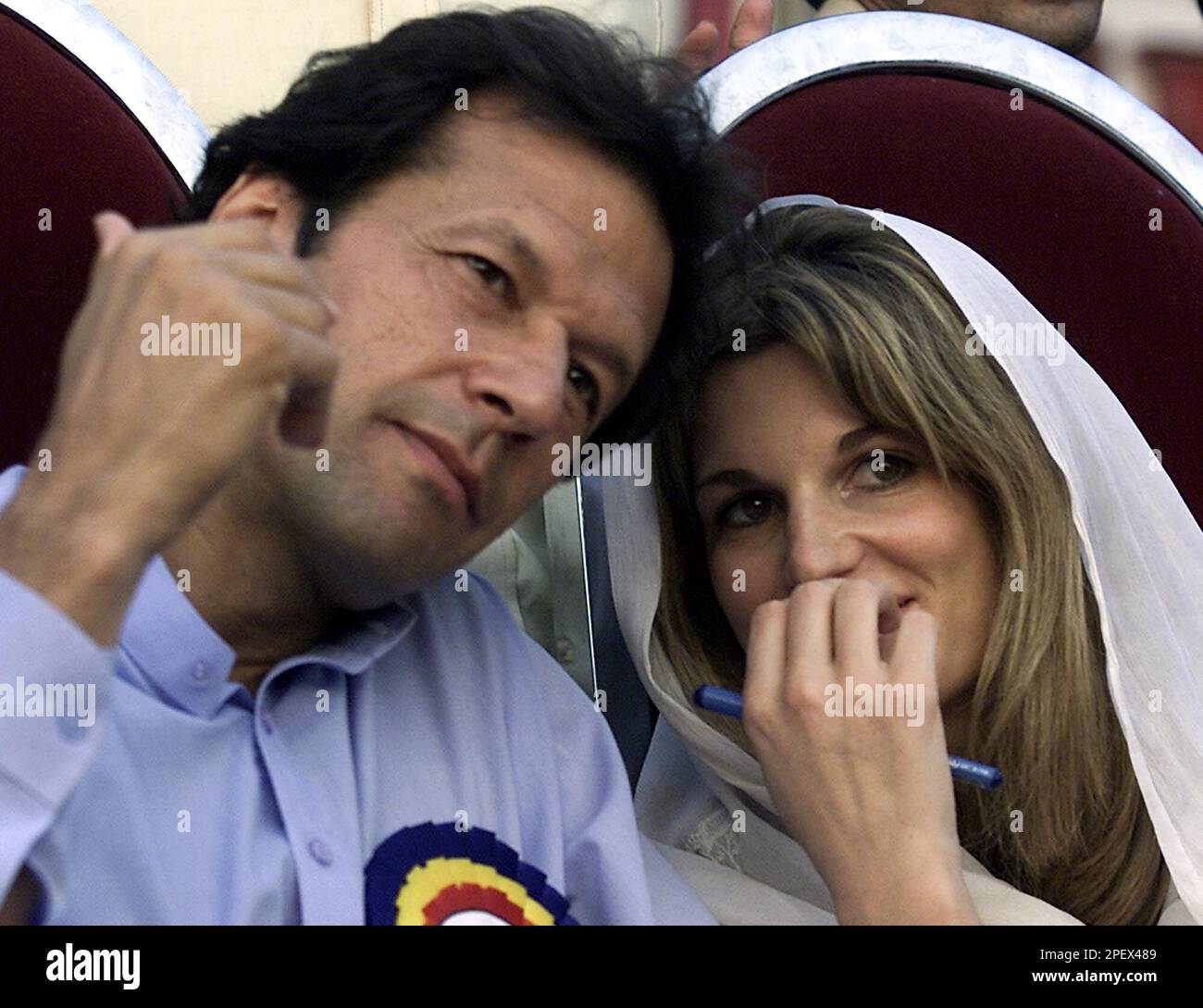 This September 16, 2002 file picture shows Imran Khan, left, Pakistani ...