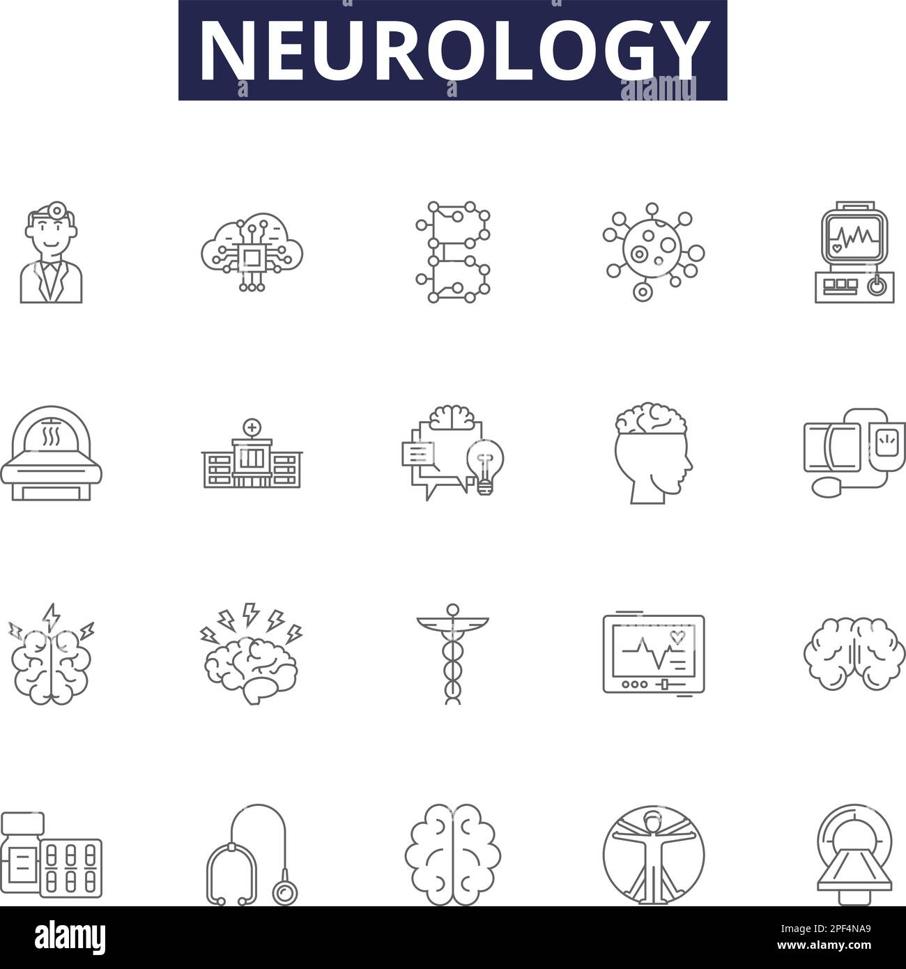 Icone e segni vettoriali per linee neurologiche. Sinapsi ...