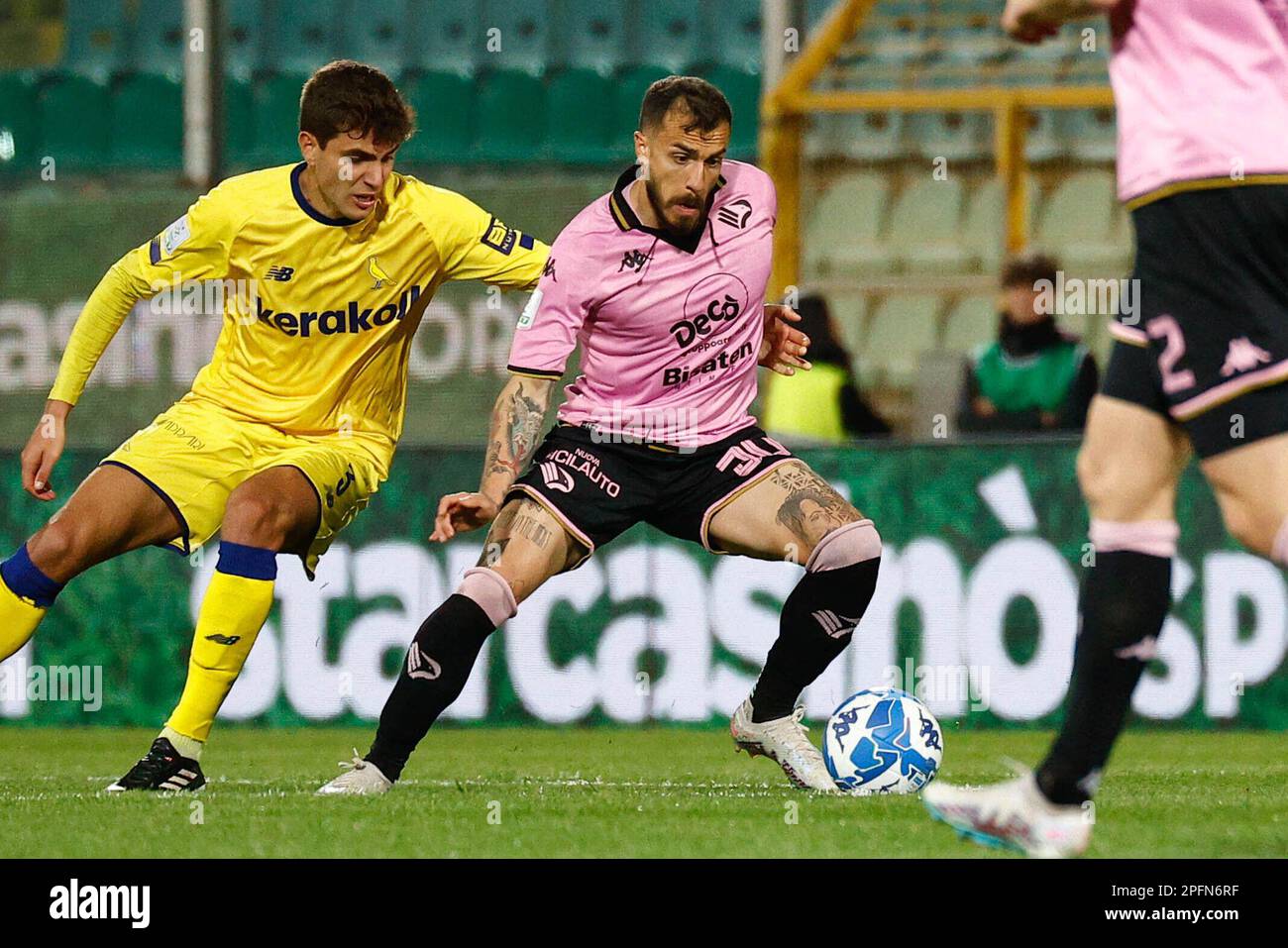 Palermo, Italia. 17th Mar, 2023. Nicola Valente (Palermo) e Fabio Ponsi ...