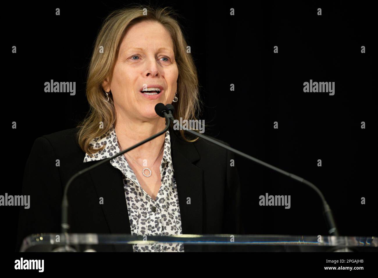 Val Ackerman, Commissioner BIG EAST Conference gives remarks after Rick ...