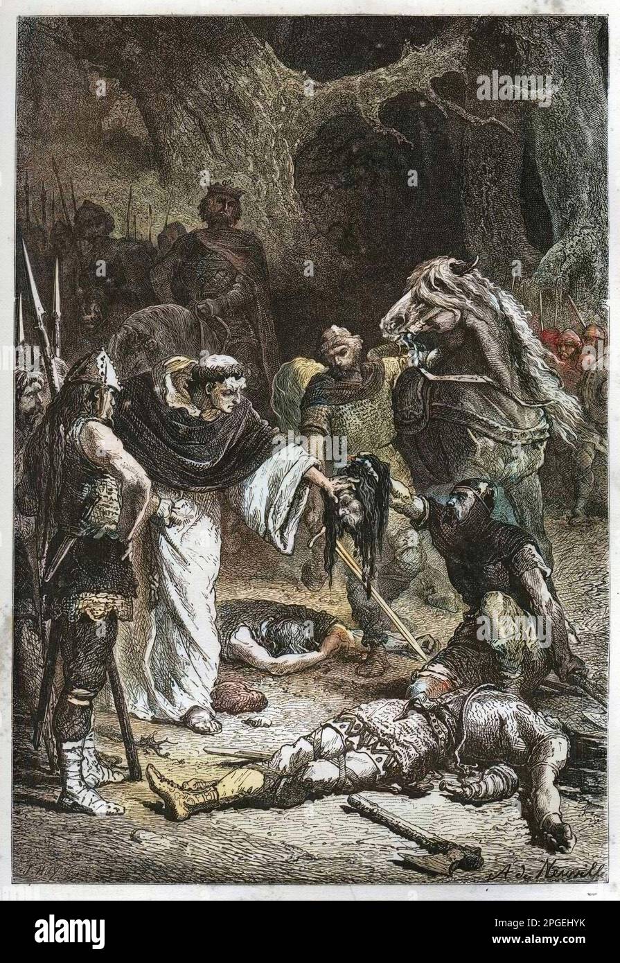 La mort du roi de Bretagne Morvan Lez-Breizh ou Murman en 818' (morte del re bretone Morman ...