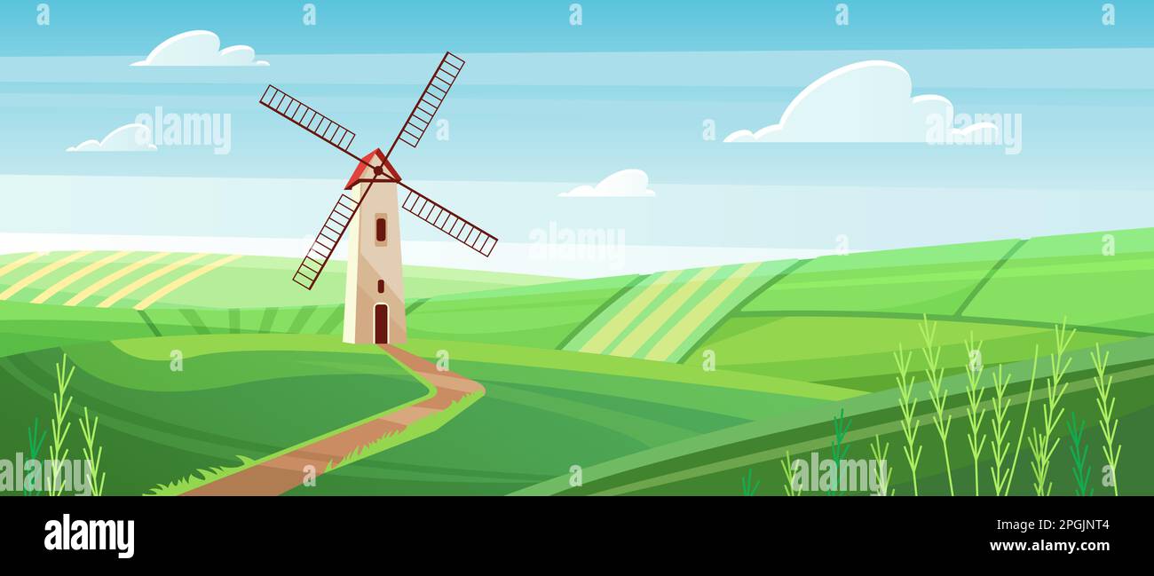 Percorso di campo attraverso i campi in primavera Immagini Vettoriali ...