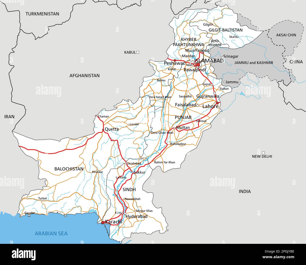 Mappa in rilievo del pakistan Immagini Vettoriali Stock - Alamy