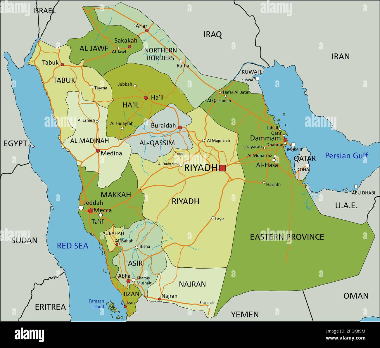 Saudi arabia political map capital Immagini Vettoriali Stock - Alamy