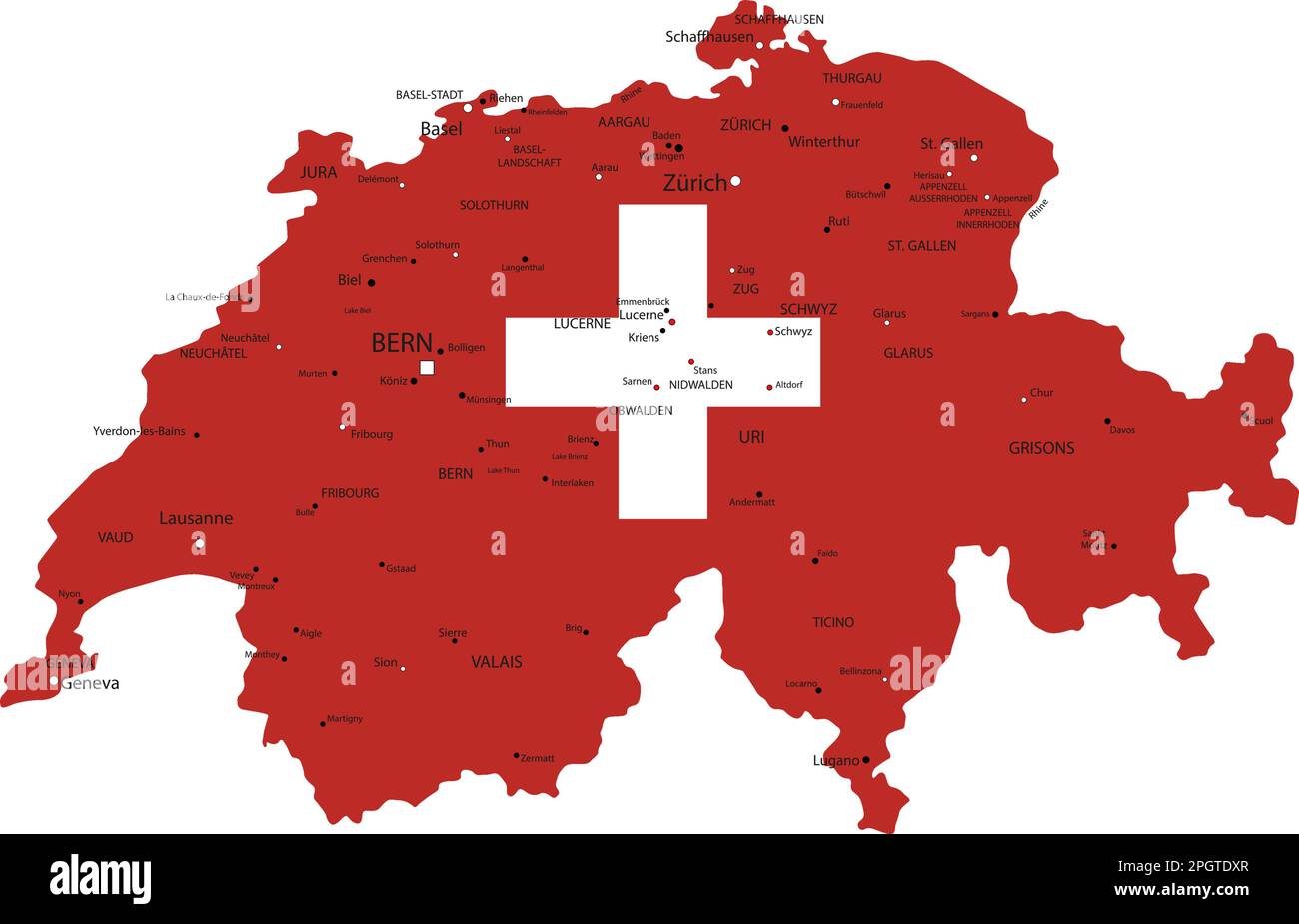 Svizzera cartina politica immagini e fotografie stock ad alta ...