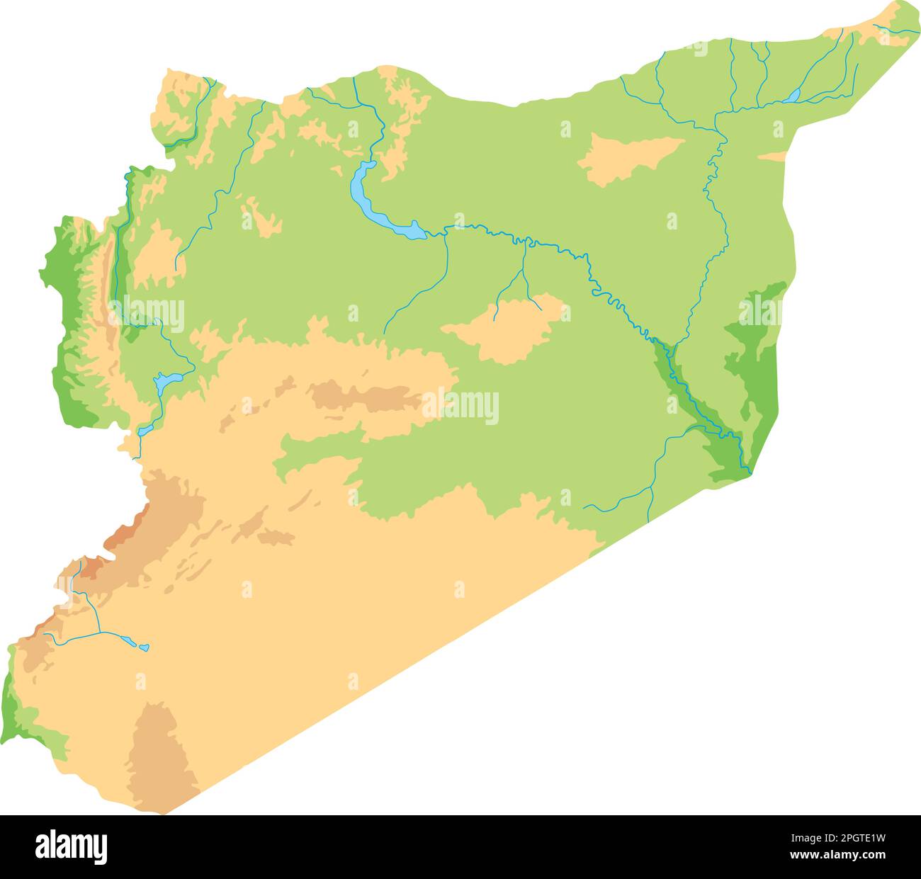 Mappa fisica della Siria dettagliata Immagine e Vettoriale - Alamy
