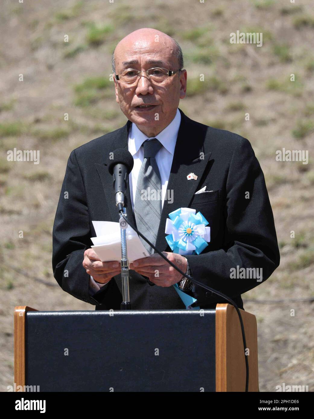 Tetsuro Teramoto, president of Iwo Jima Association of Japan, attends a ...