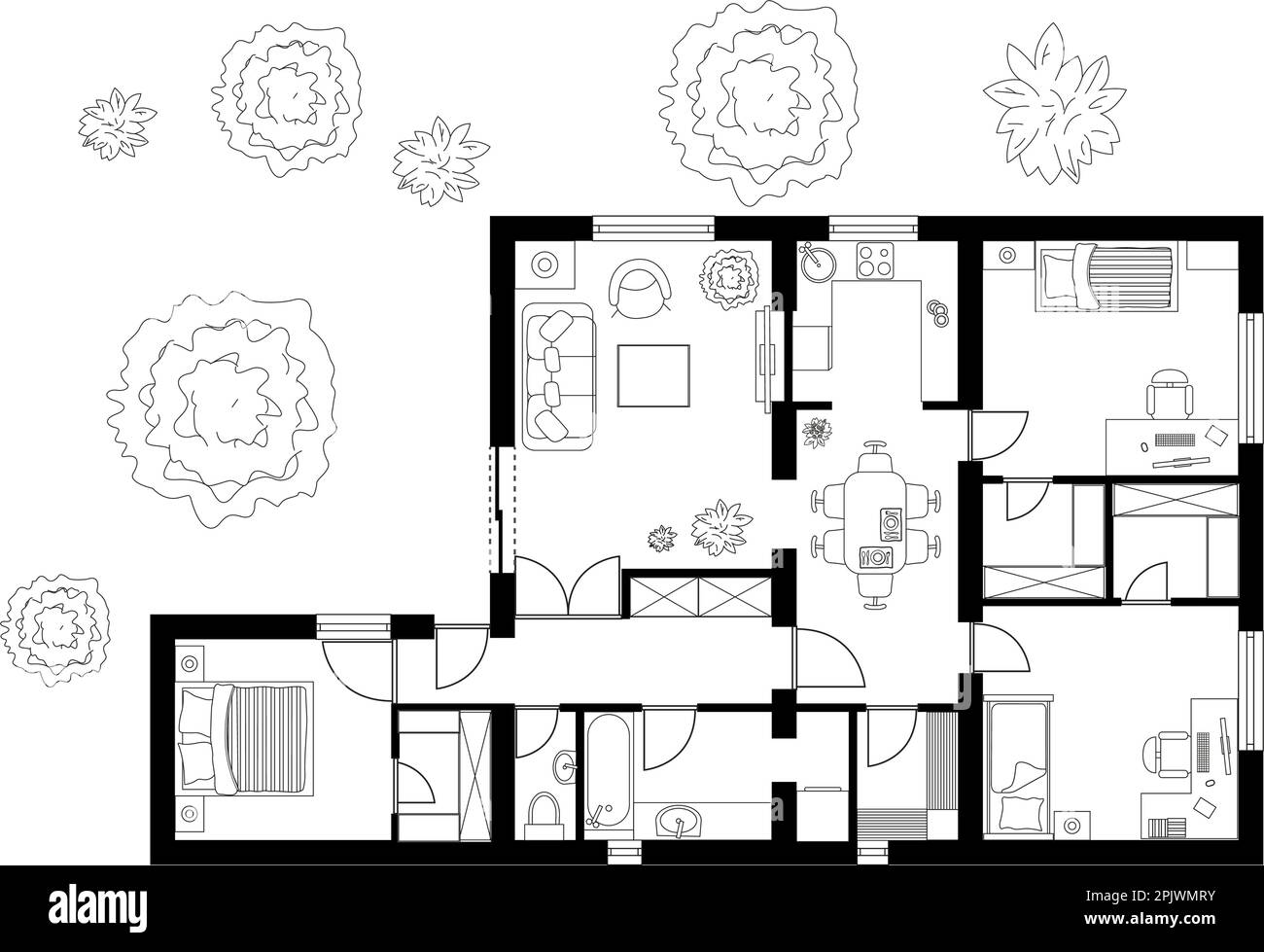 Casa pianta residenziale Foto e Immagini Stock in Bianco e Nero - Alamy
