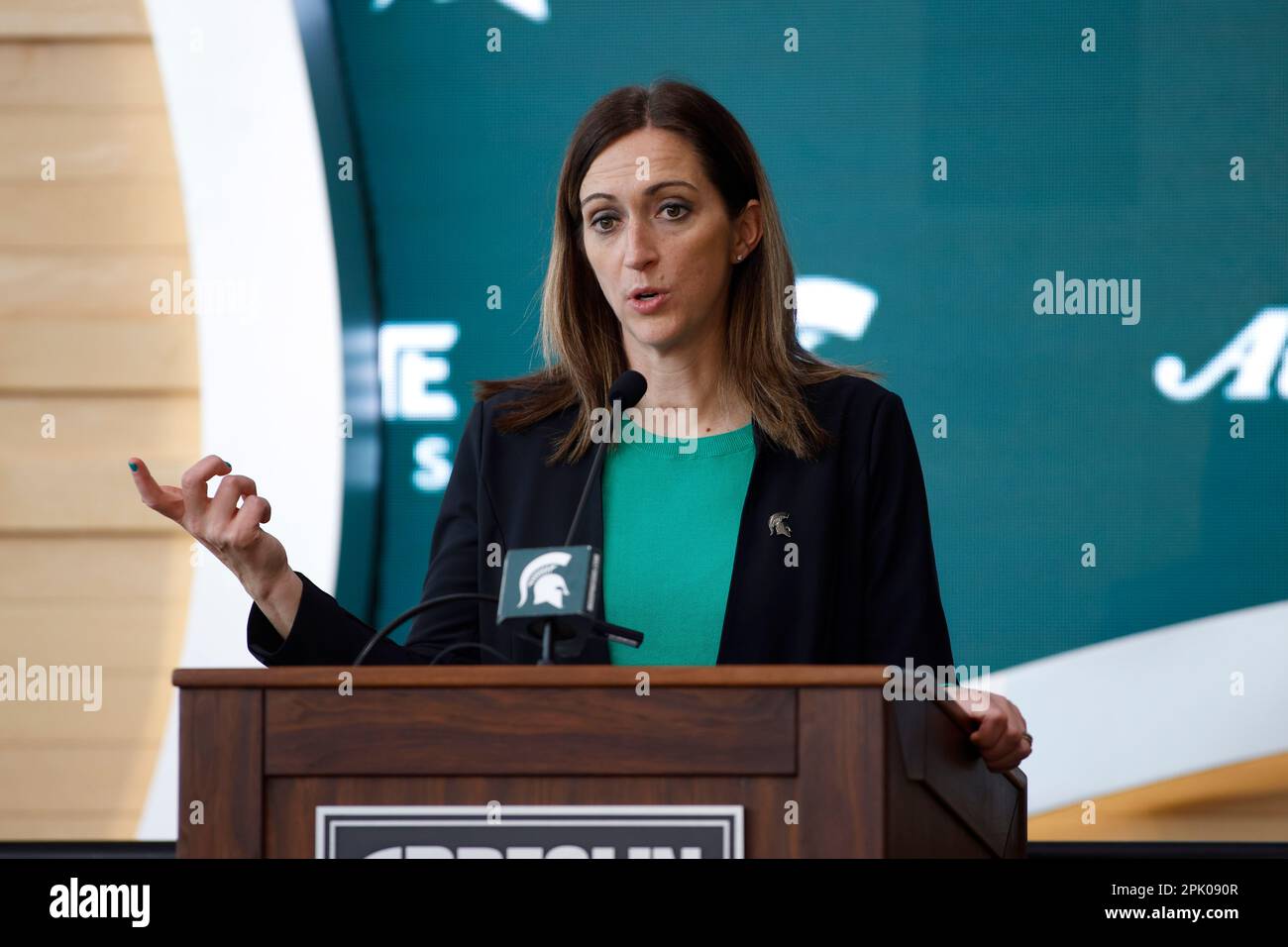 Newly named Michigan State women's basketball head coach Robyn Fralick ...
