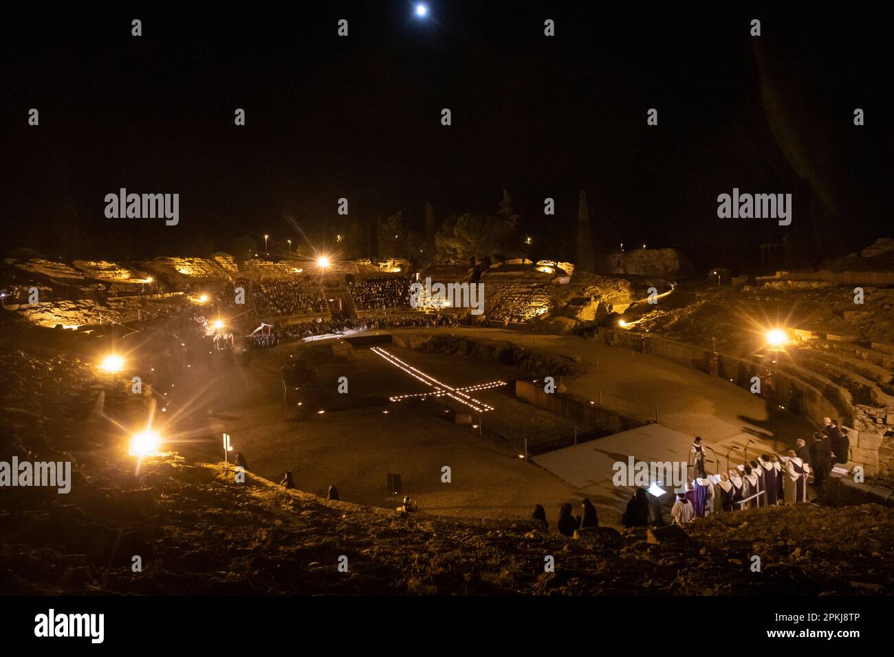 Staging of the Stations of the Cross in the Roman amphitheater, on ...