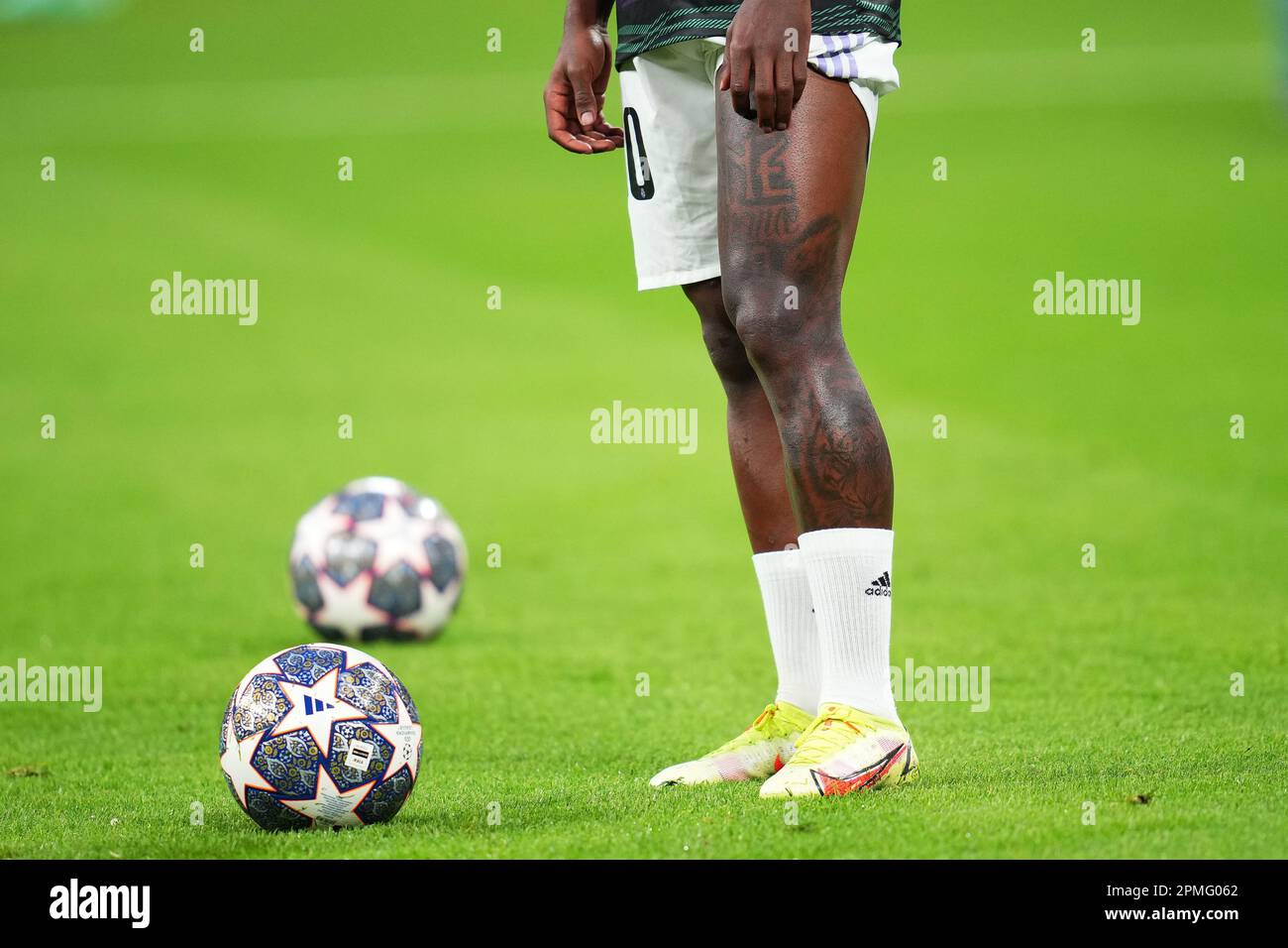 Madrid, Spagna. 12/04/2023, Vinicius Jr del tatuaggio del Real Madrid ...