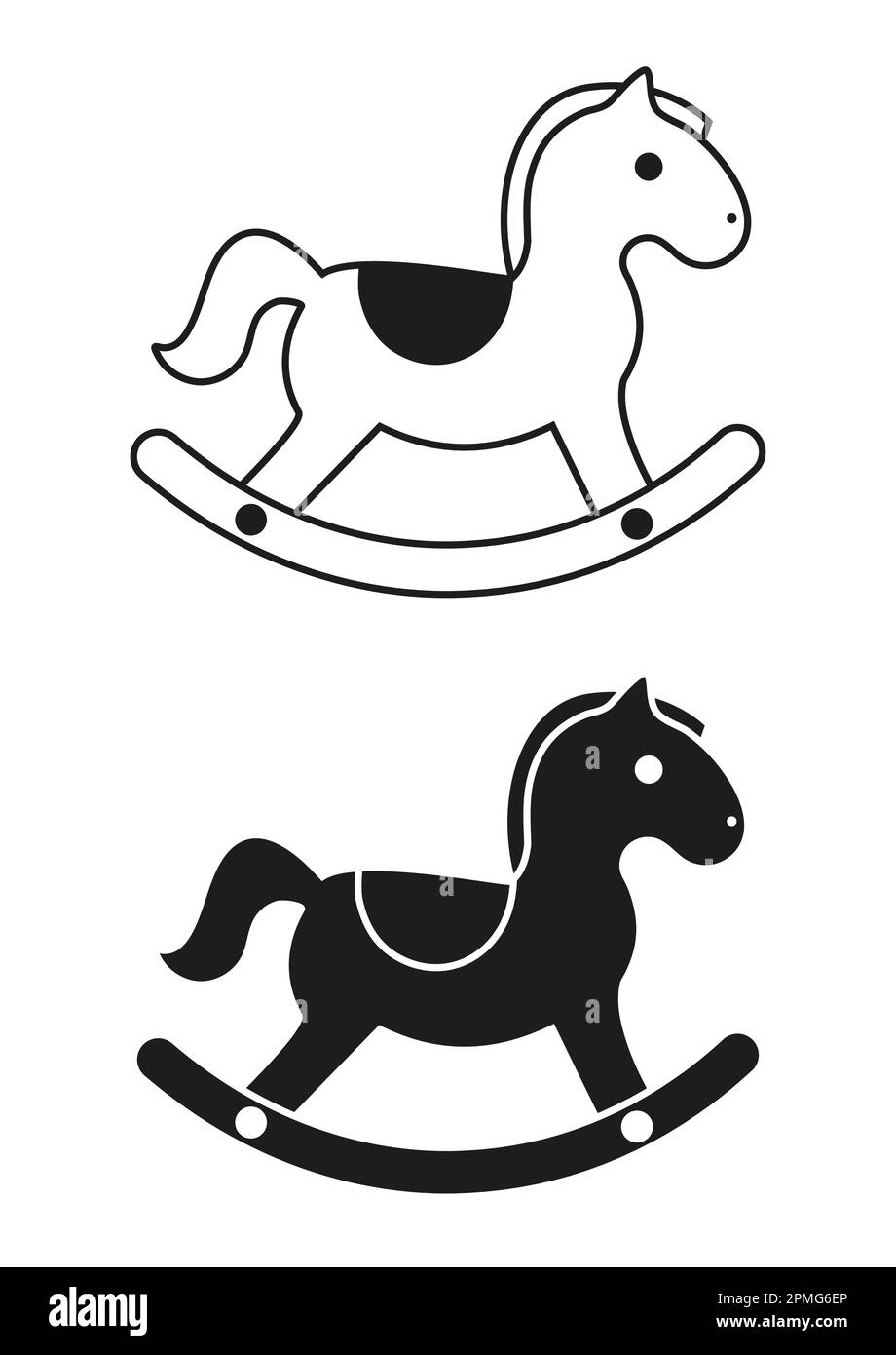 Nero e bianco cavallo icona Flat Design Vector Immagine e Vettoriale ...
