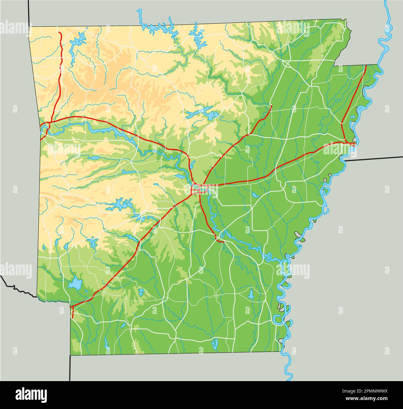 Mappa fisica dell'arkansas immagini e fotografie stock ad alta ...