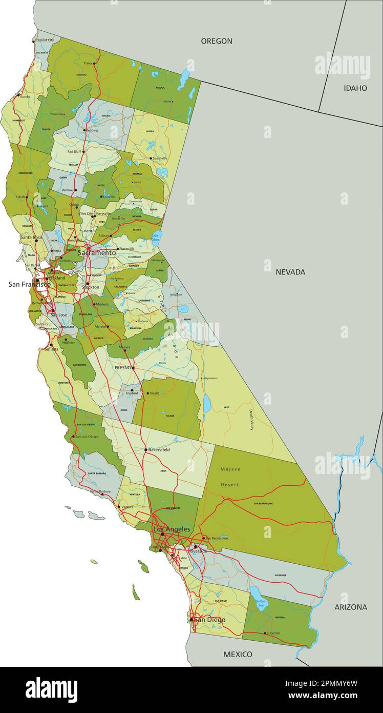 Mappa california geografica Immagini Vettoriali Stock - Alamy