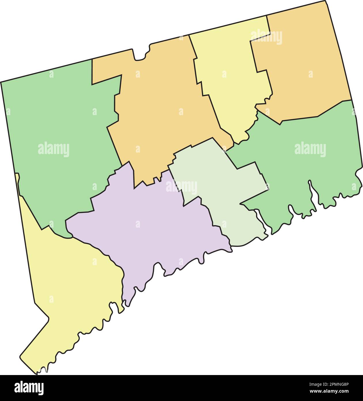 Connecticut - Mappa politica modificabile molto dettagliata con ...