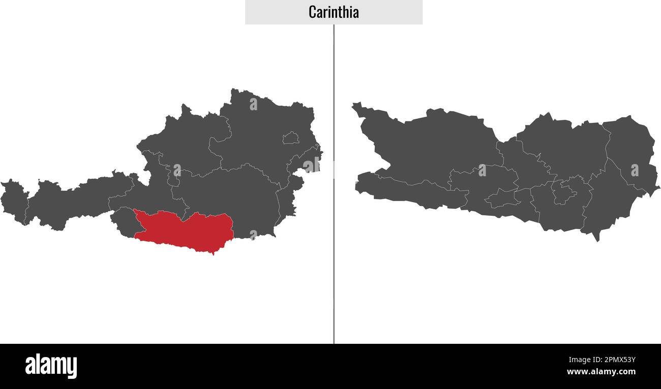mappa dello stato della Carinzia e posizione sulla mappa austriaca ...