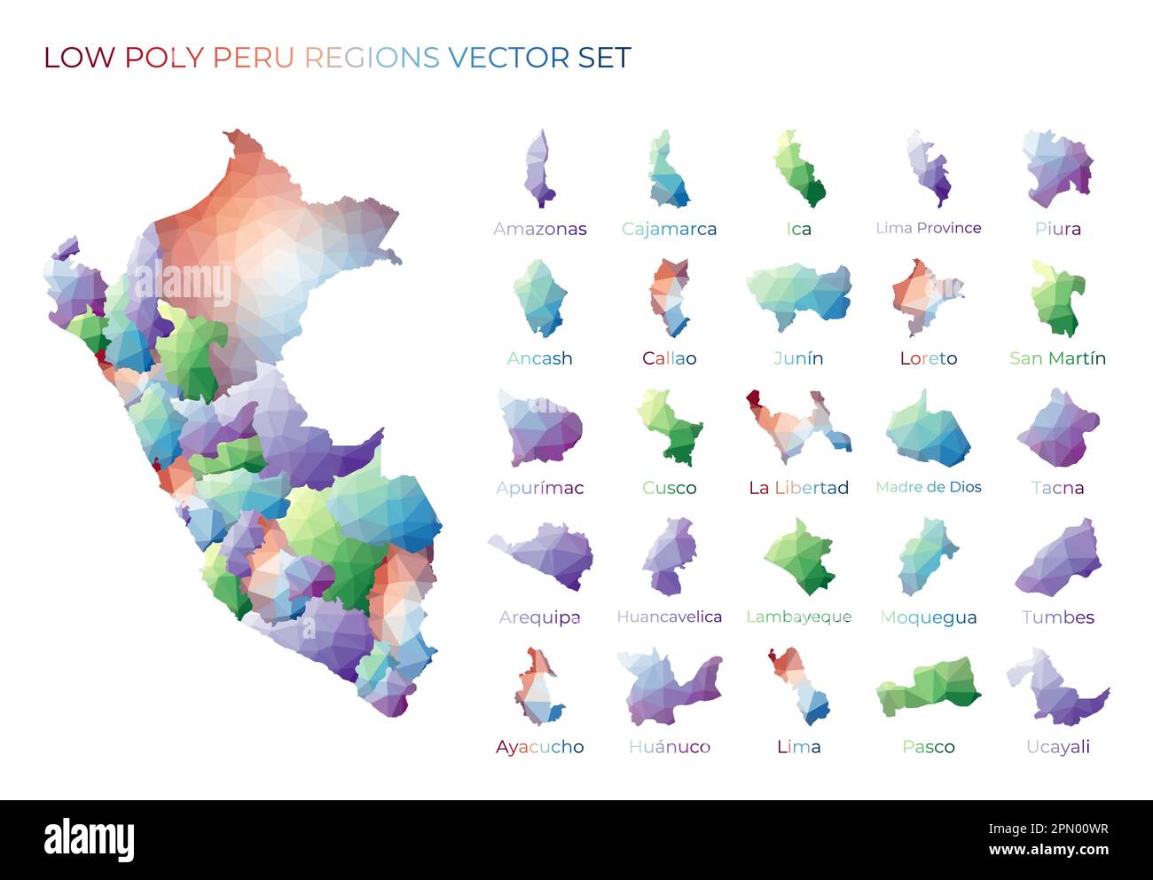 Mapa de peru regiones Immagini Vettoriali Stock - Alamy