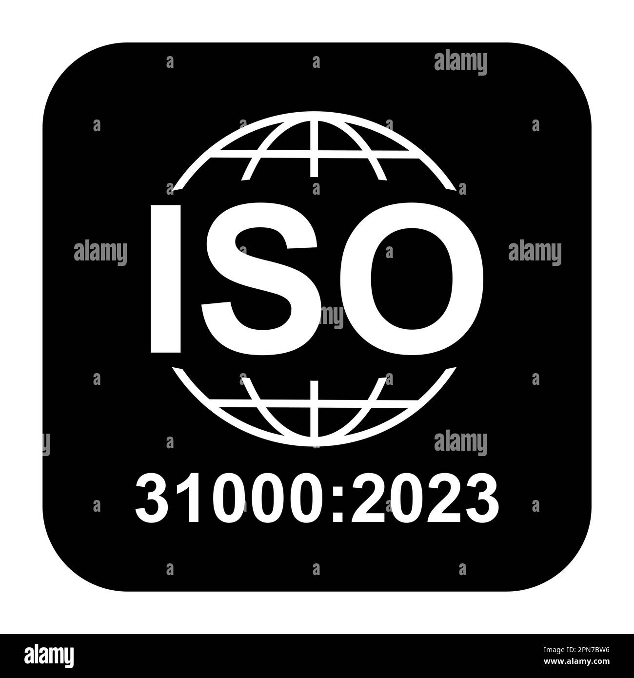 Icona ISO 31000 2023. Gestione dei rischi. Simbolo di qualità standard ...