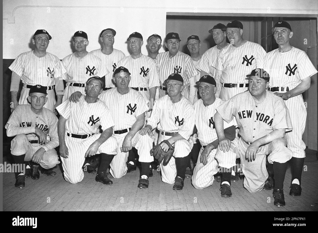 FILE — Babe Ruth, rear fifth from right, and members of the 1923 New ...
