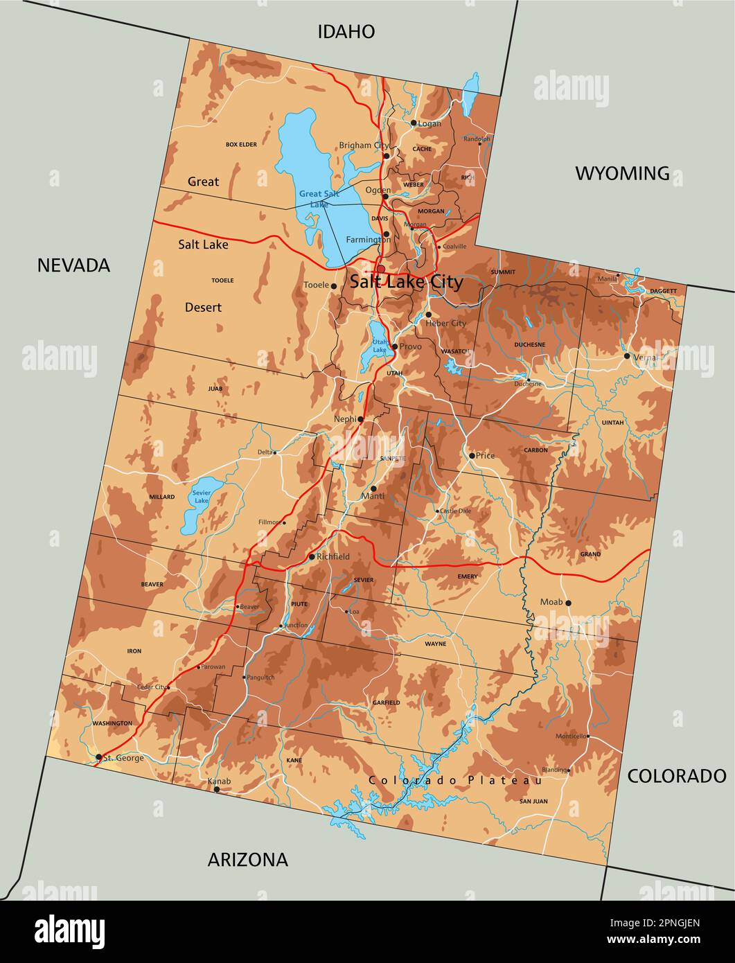 Mappa fisica di colorado Immagini Vettoriali Stock - Alamy