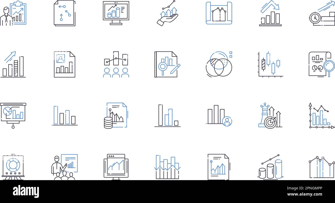 Diagrammi schematici raccolta di icone a linee. BluePrint, diagramma di ...