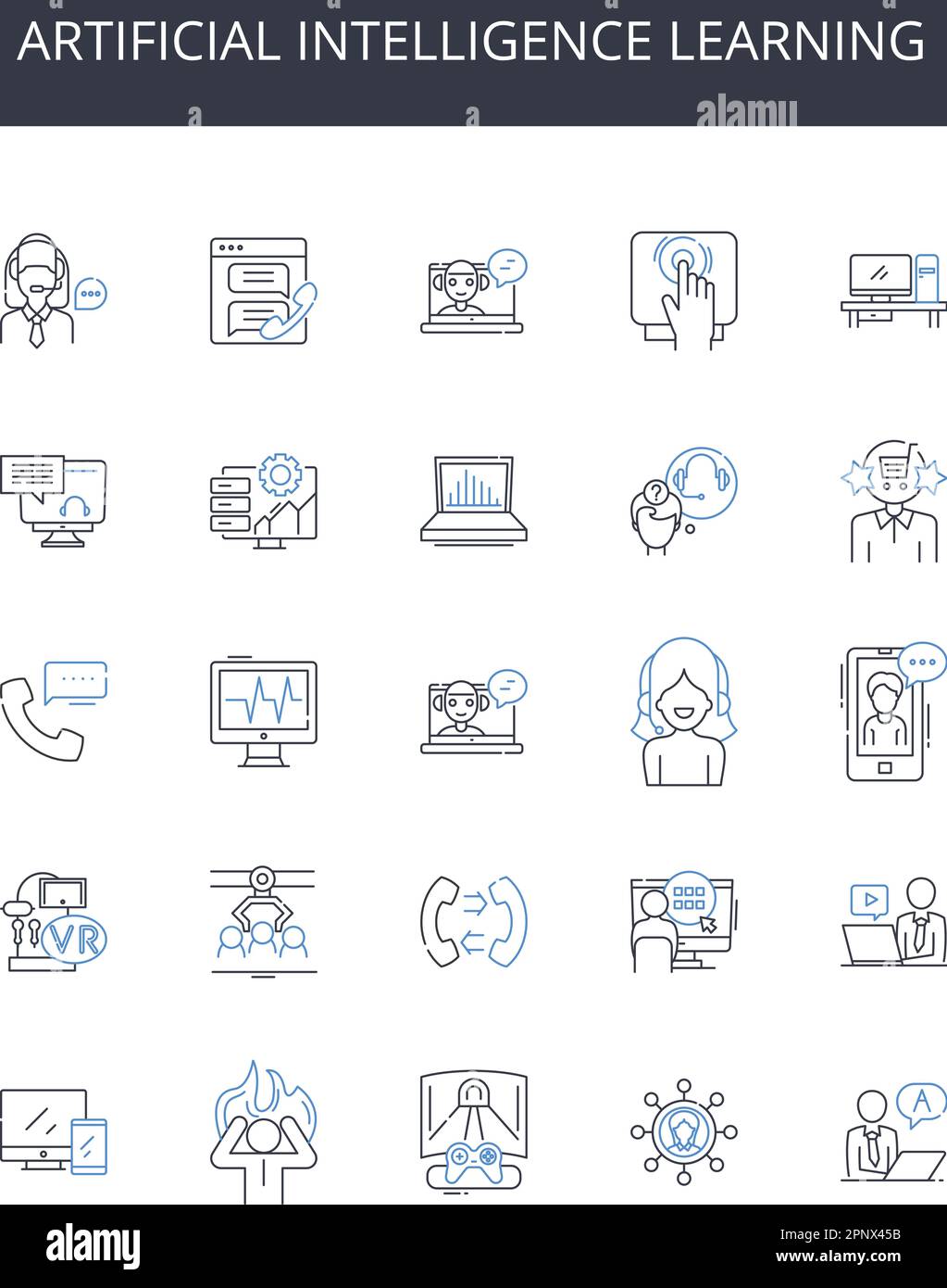 Intelligenza artificiale linea di apprendimento raccolta icone ...