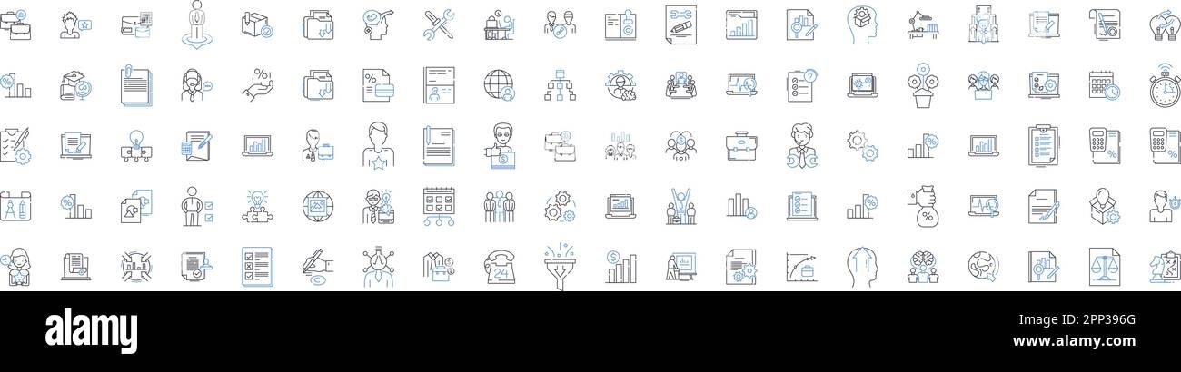 Raccolta di icone della linea Business Intelligence. Analisi, dashboard ...